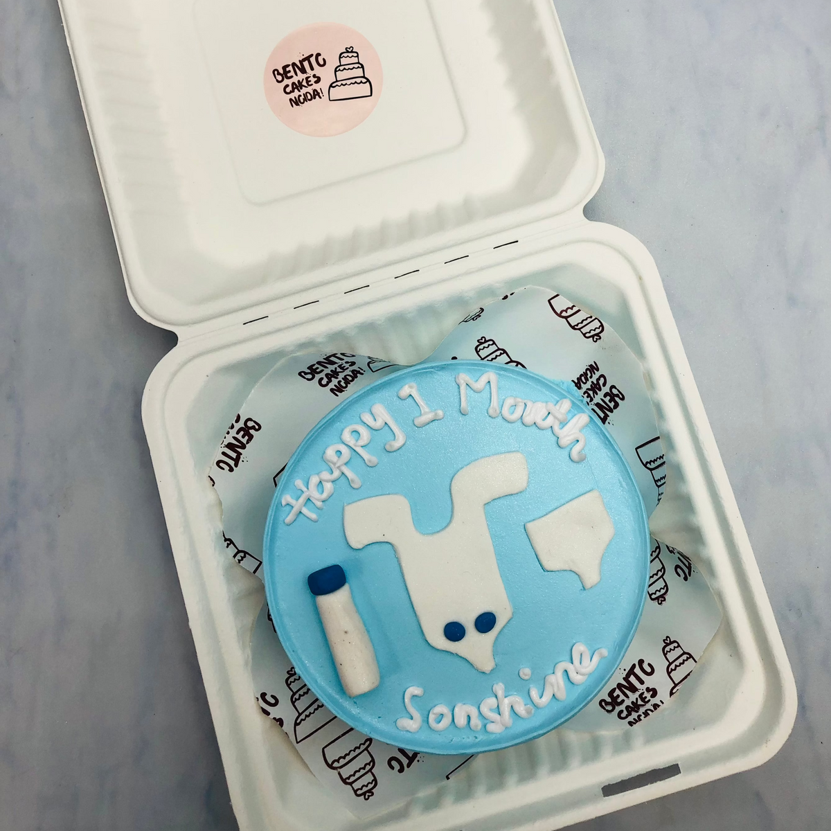 1 Month Baby Blue Bento Cake – Bento Cakes Noida