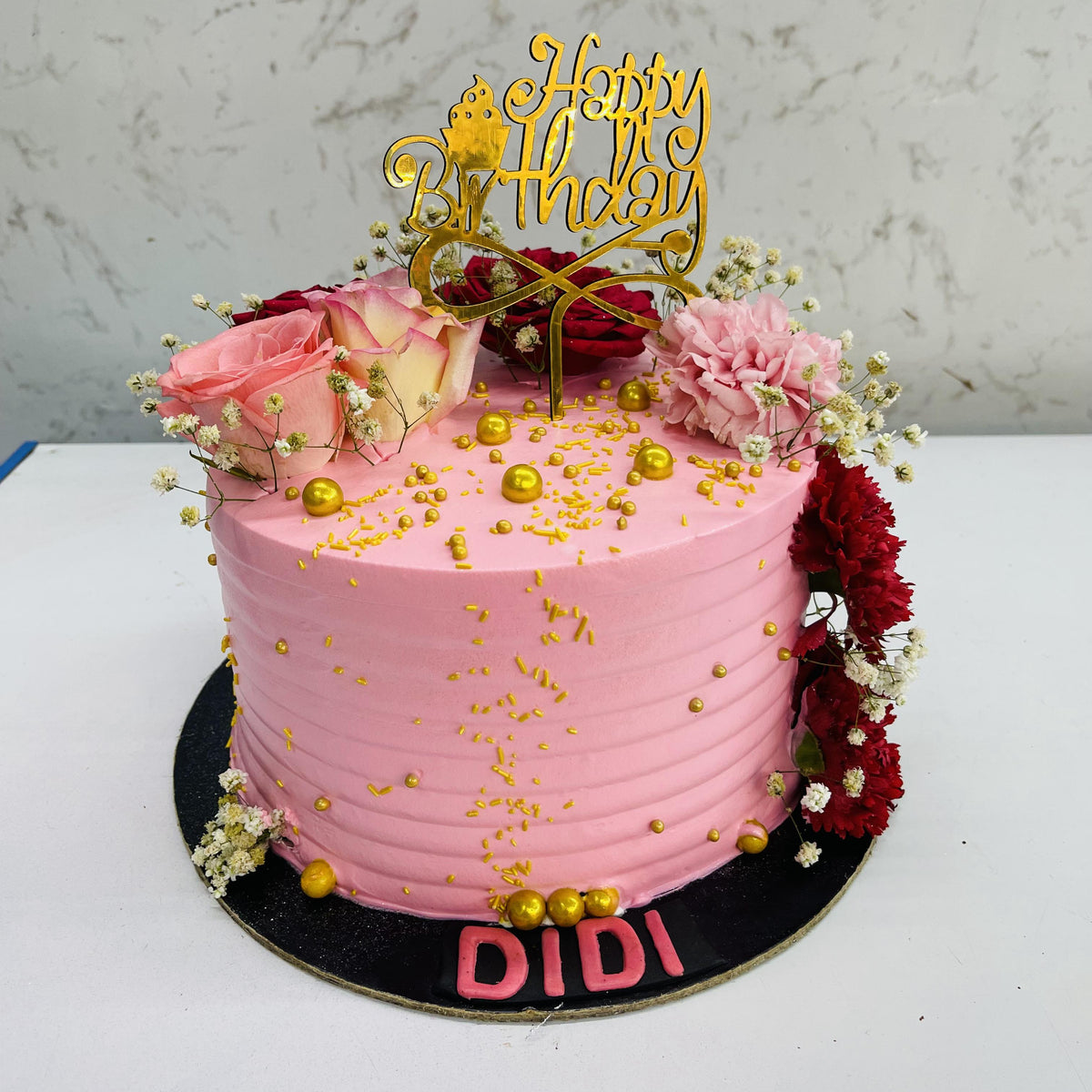 Rose Pink Theme Cake – Bento Cakes Noida