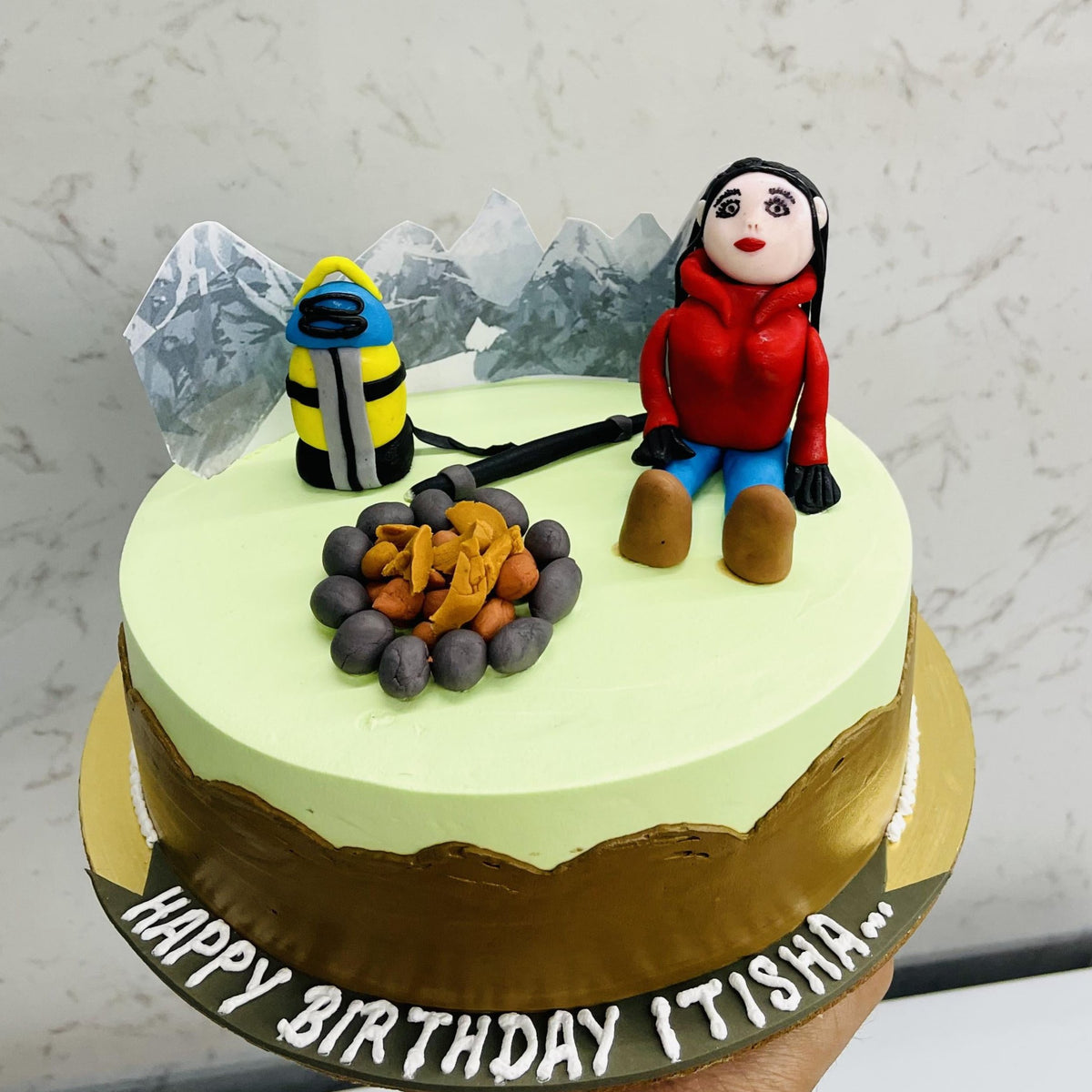 100% Eggless Trekking Theme Cake in Noida - DYD Cakes – Bento Cakes Noida