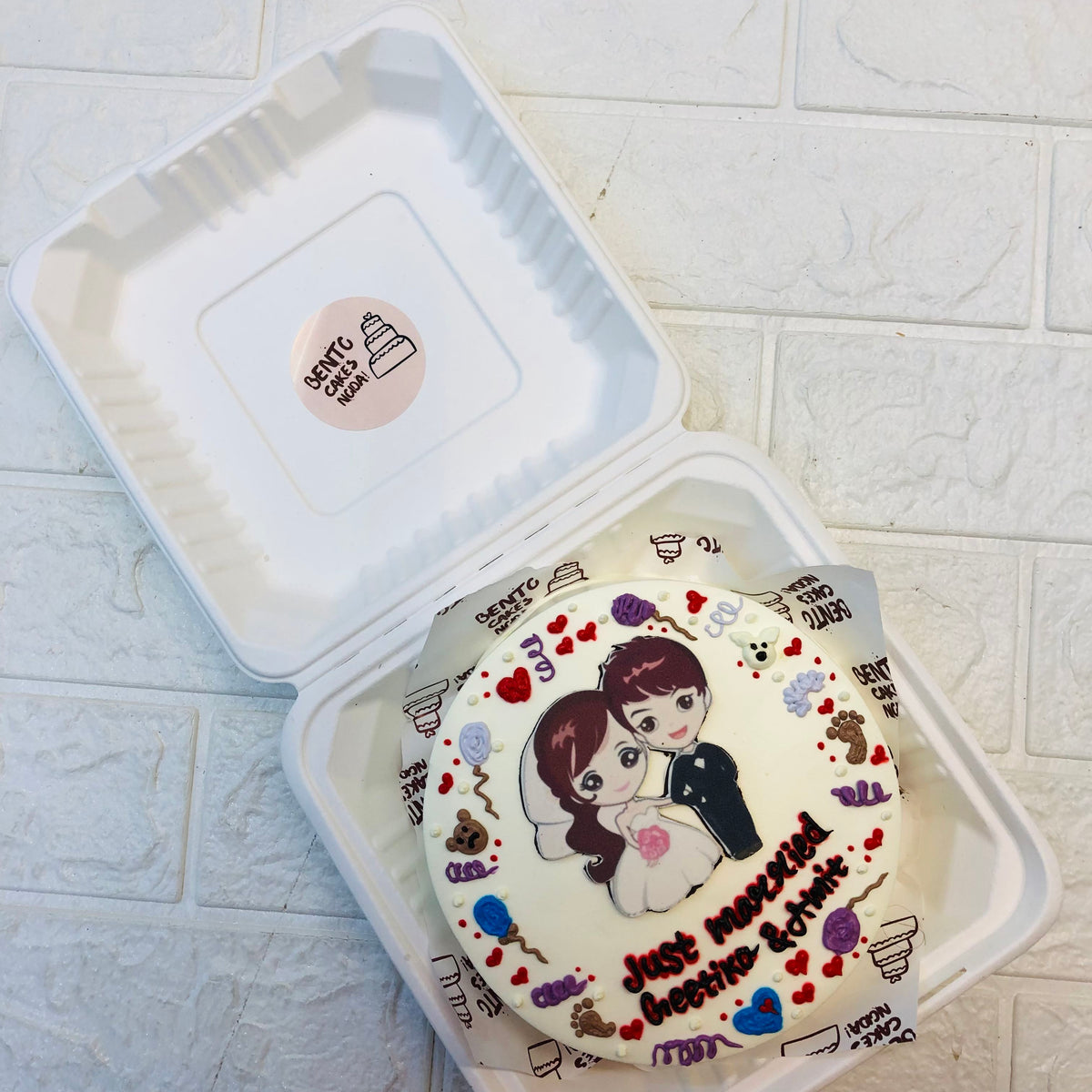 Just Married Theme Bento Cake – Bento Cakes Noida