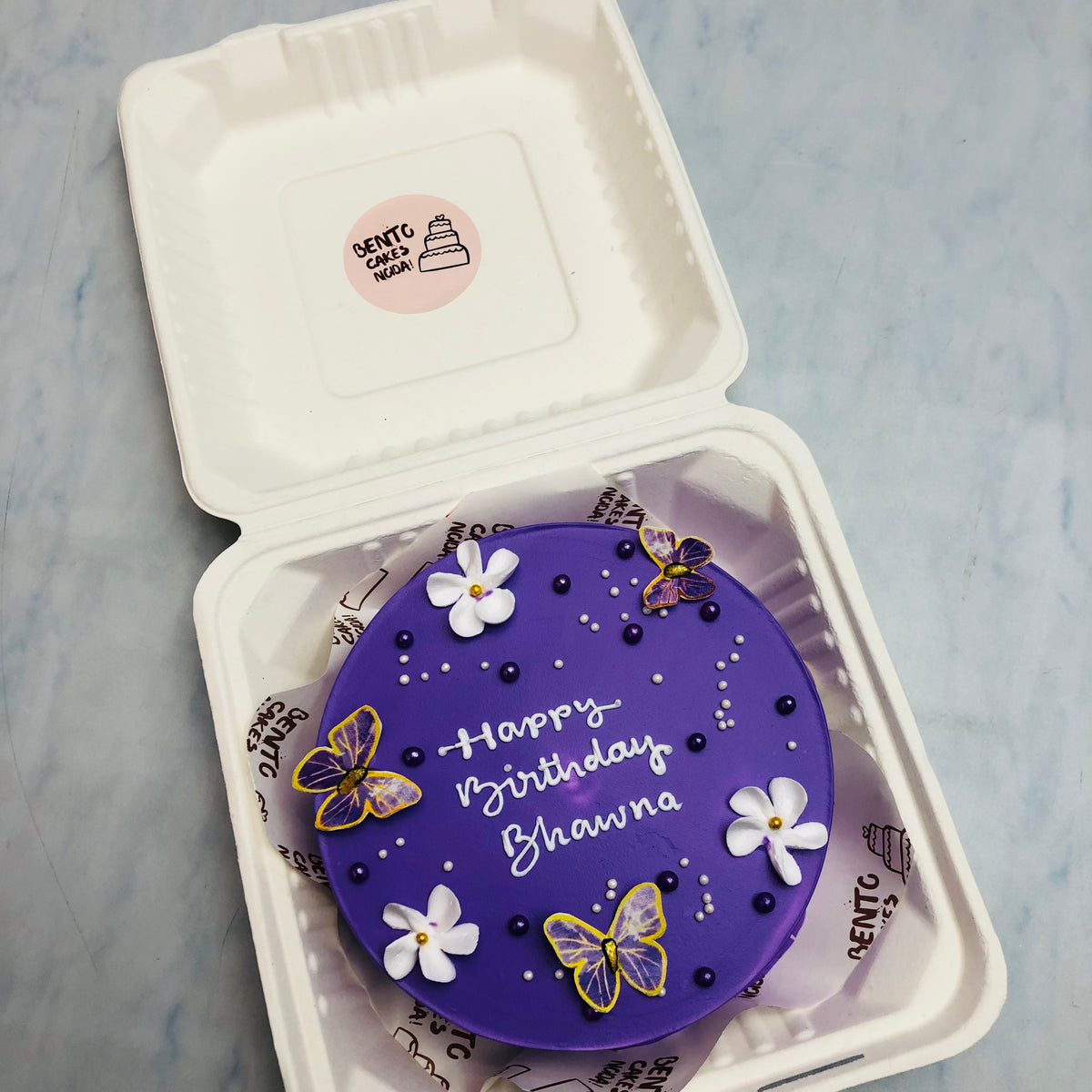 Dark Blue Butterfly Bento Cake 2 – Bento Cakes Noida