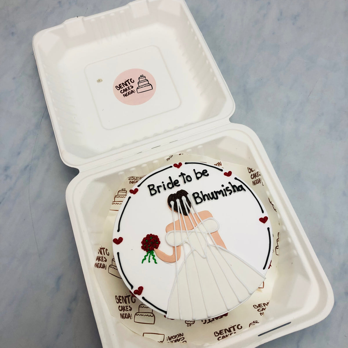 Bride To Be White Bento Cake – Bento Cakes Noida