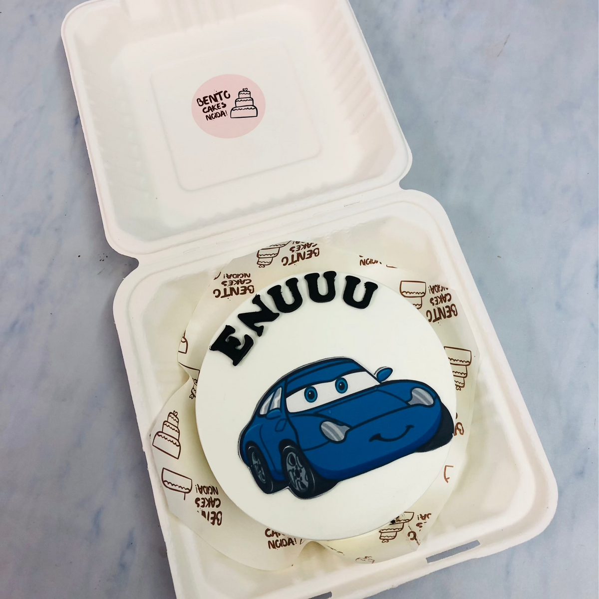 Blue Cartoon Car Theme Bento Cake – Bento Cakes Noida