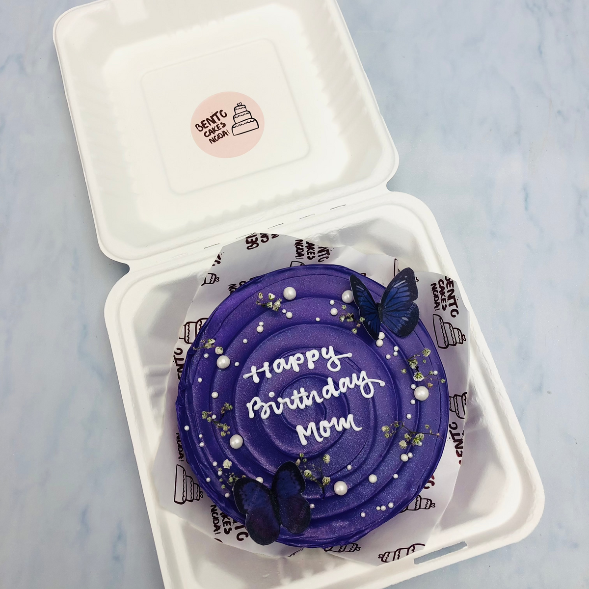 Butterfly Theme Dark Blue Bento Cake – Bento Cakes Noida