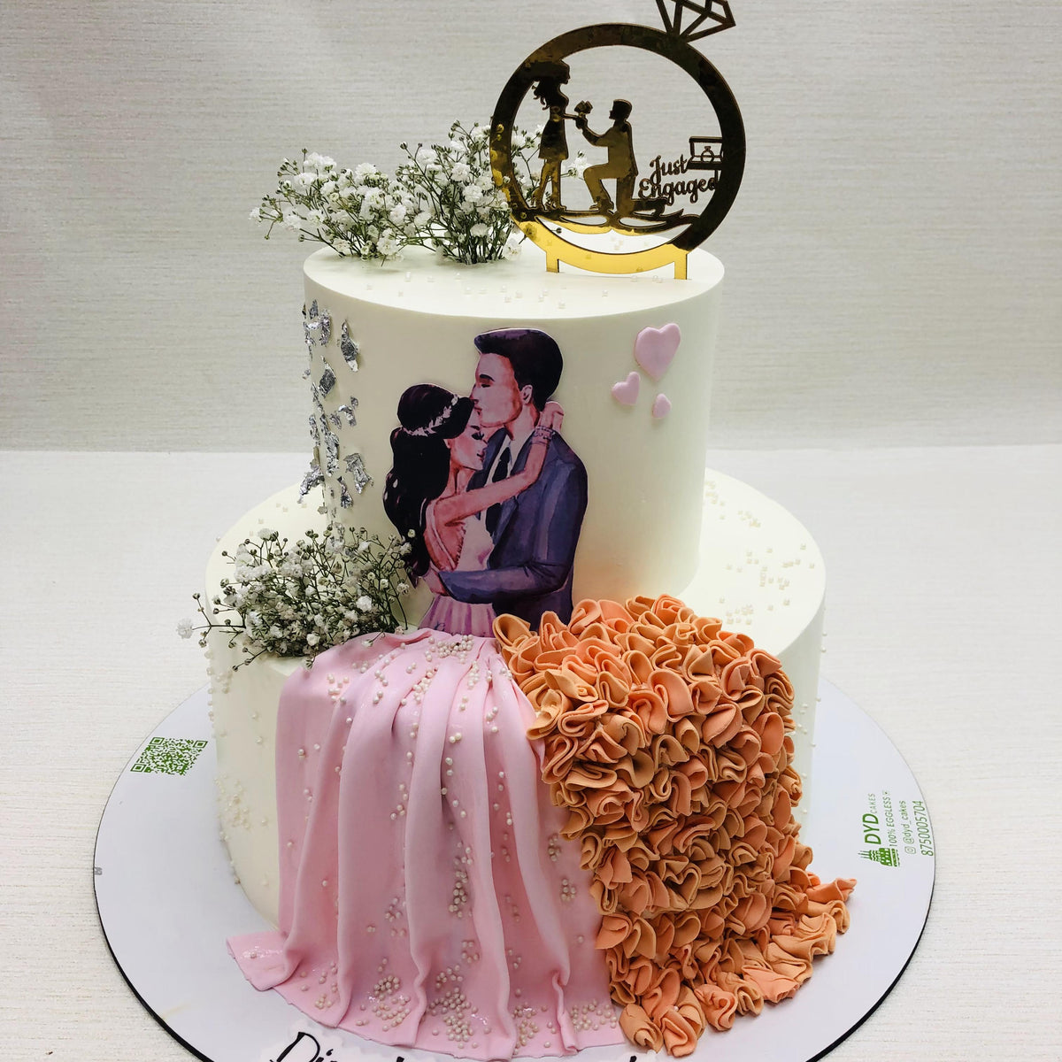 Engagement Couple Cake – Bento Cakes Noida