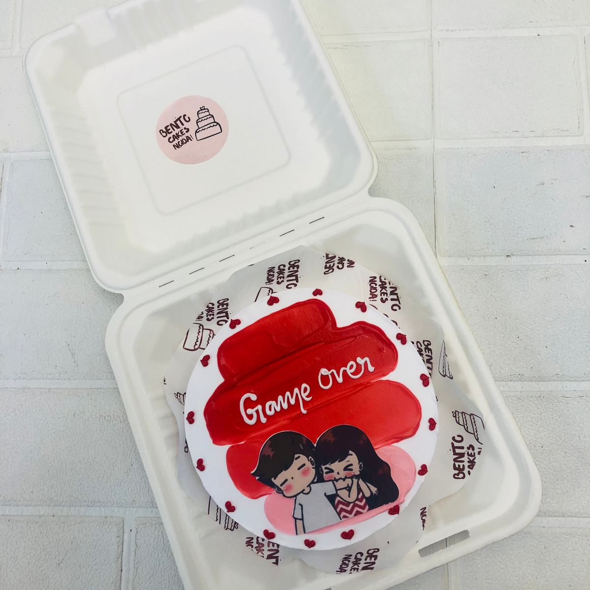 Game Over Theme Couple Bento Cake – Bento Cakes Noida