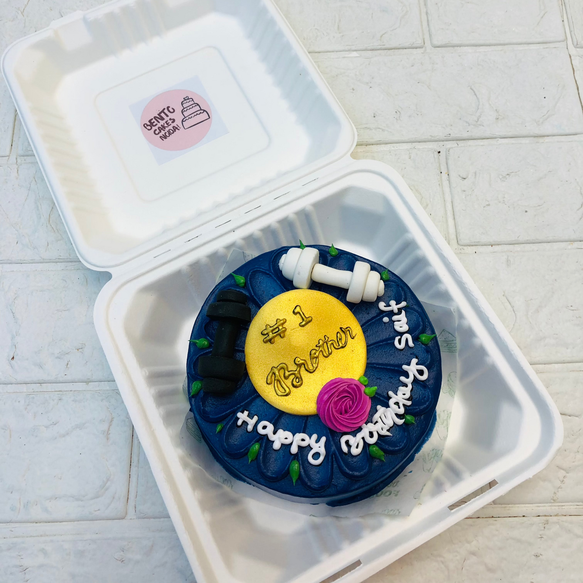 Gym Theme Dark Blue Bento Cake – Bento Cakes Noida