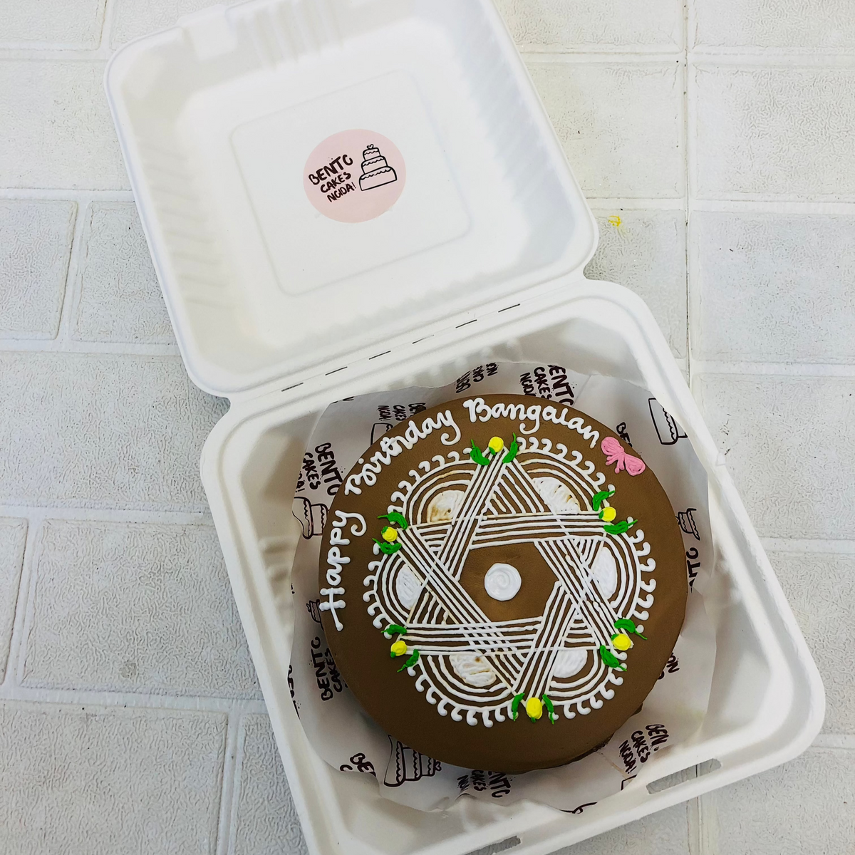 Rangoli Theme Brown Bento Cake – Bento Cakes Noida