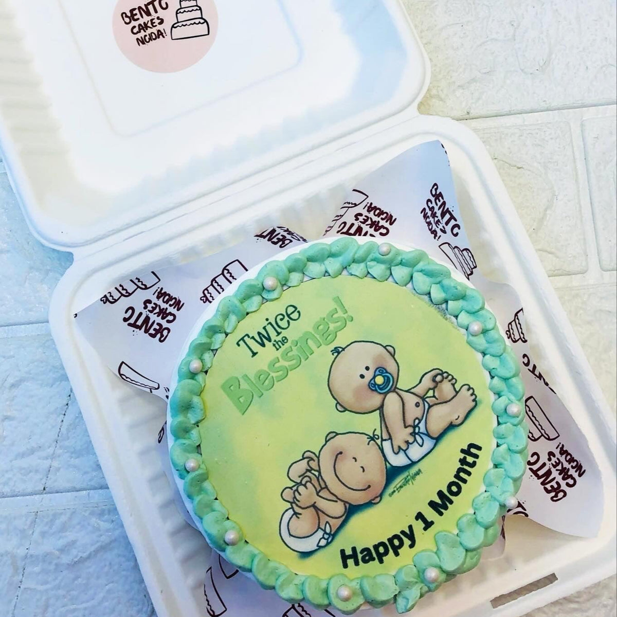 Twin Baby Theme Bento Cake – Bento Cakes Noida
