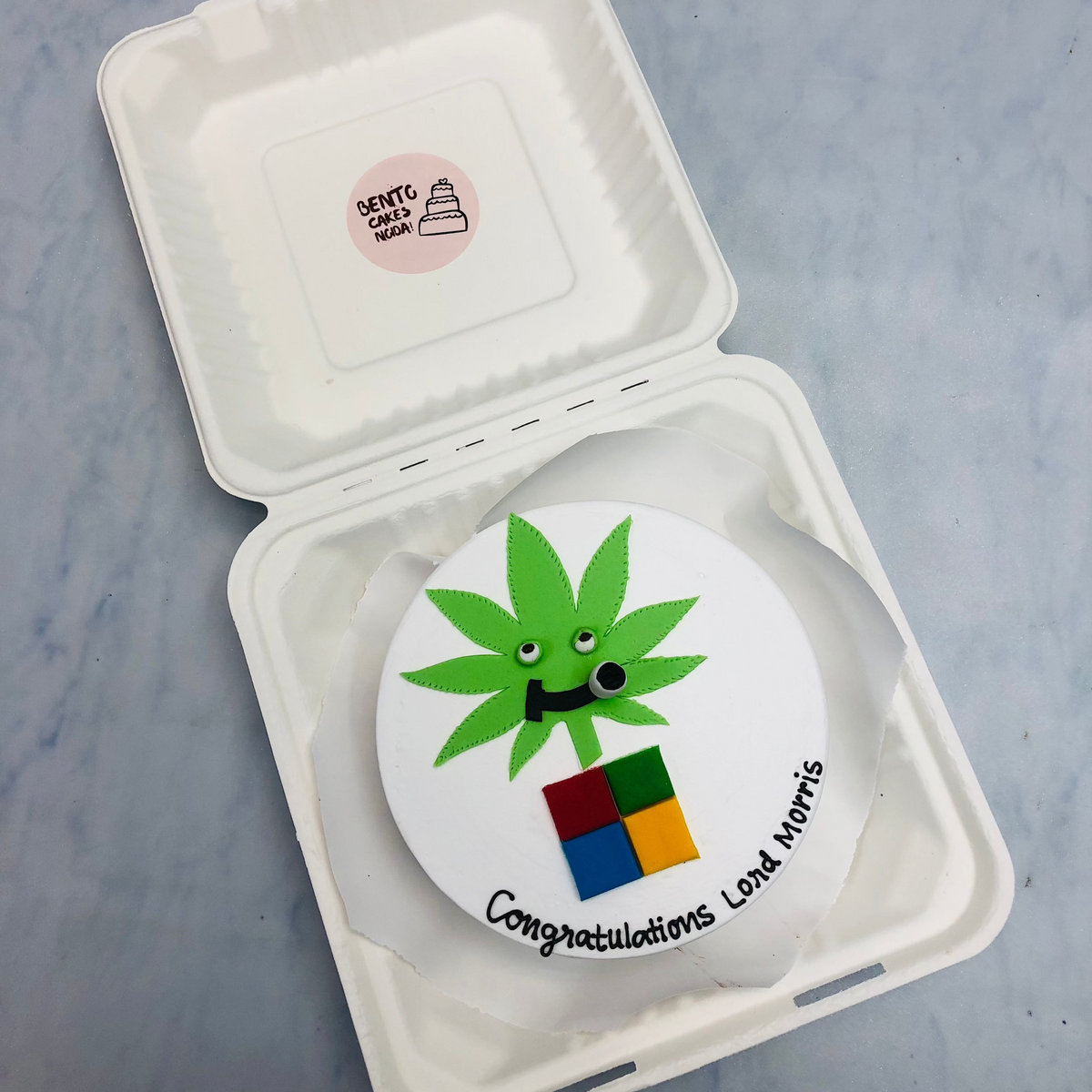 Weed Theme White Bento Cake – Bento Cakes Noida