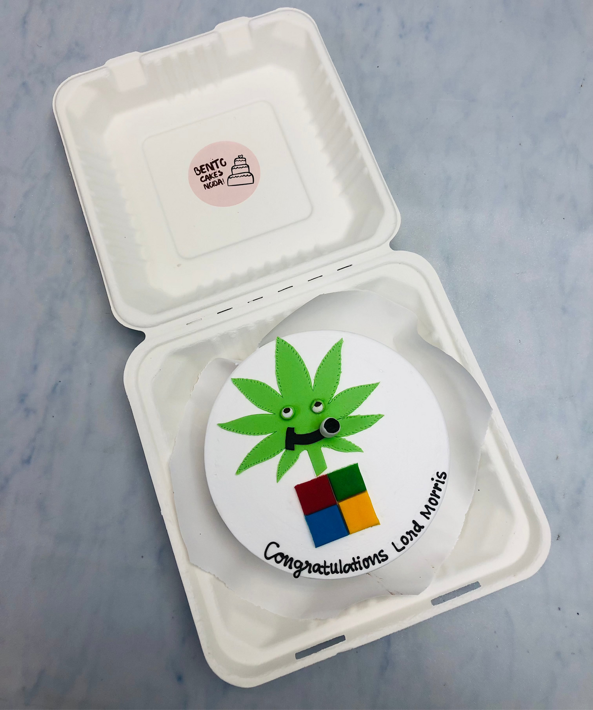 Weed Theme White Bento Cake – Bento Cakes Noida